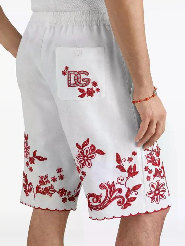 Dolce & Gabbana Embroidered Linen Bermuda Shorts