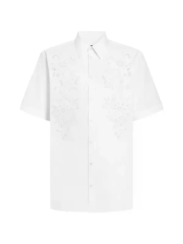Dolce & Gabbana Hawaii Poplin Shirt With Cutwork - White