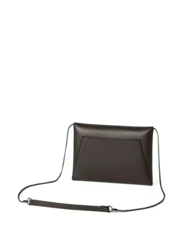 Brunello Cucinelli Duo Pochette In Calfskin With Precious Chain - Brown