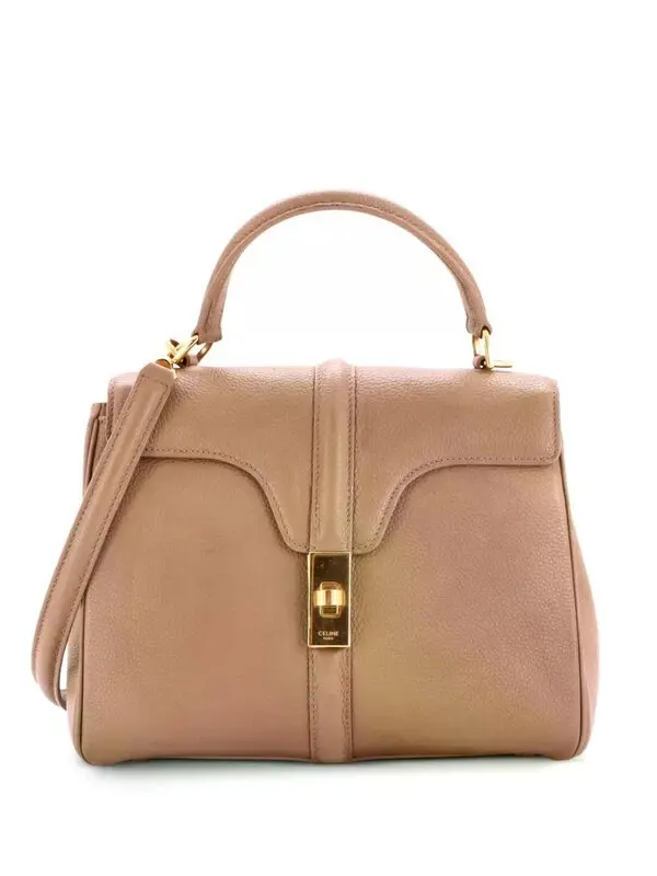 Celine 16 Top Handle Bag Grained Calfskin Satchel - Brown