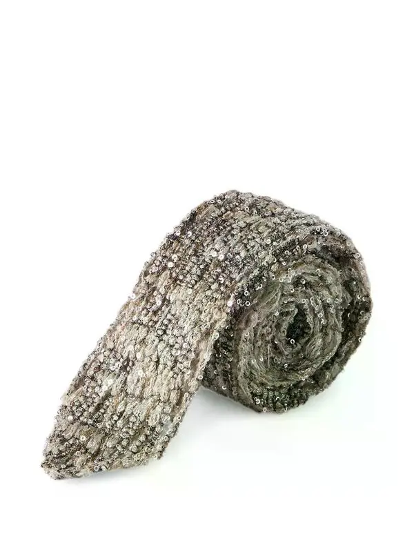 Brunello Cucinelli Mohair And Wool Craquelé Embroidery Neck Tie