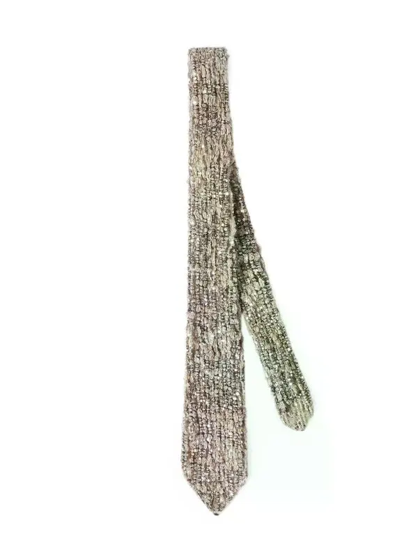 Brunello Cucinelli Mohair And Wool Craquelé Embroidery Neck Tie