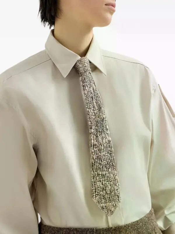 Brunello Cucinelli Mohair And Wool Craquelé Embroidery Neck Tie