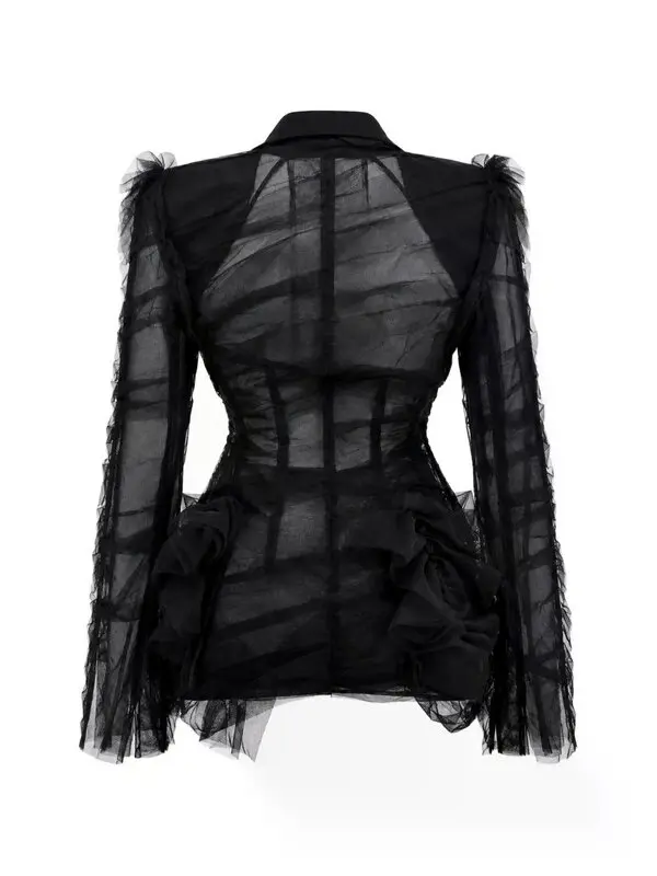 Matieres Fecales Ruffled-detail Jacket - Black