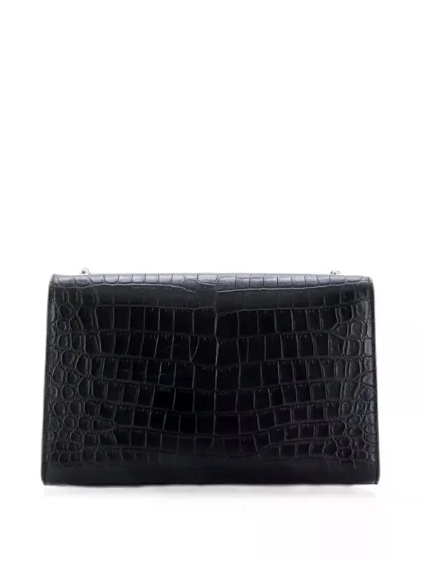 Saint Laurent Classic Monogram Tassel Crocodile Embossed Leather Medium Crossbody Bag