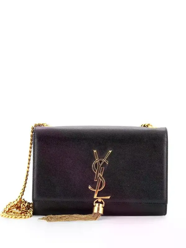 Saint Laurent Classic Monogram Tassel Grainy Leather Small Crossbody Bag - Black