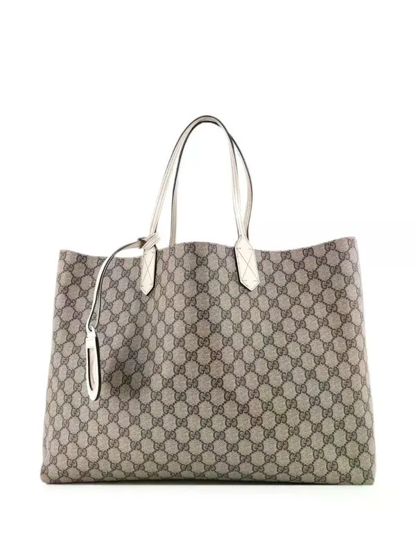 Gucci Reversible Gg Coated Canvas With Leather Medium Tote Bag