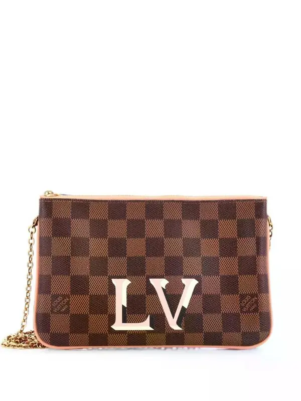 LOUIS VUITTON Double Zip Pochette Damier Clutch Bag