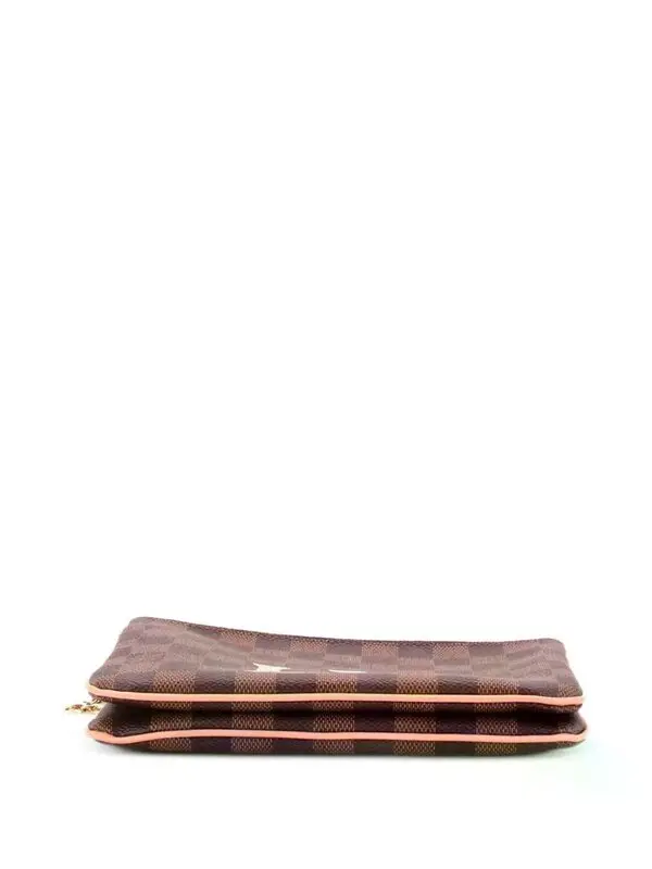 LOUIS VUITTON Double Zip Pochette Damier Clutch Bag - Brown