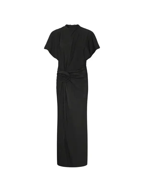ROTATE BY BIRGER CHRISTENSEN Maxi Draped Slit Dress - Black