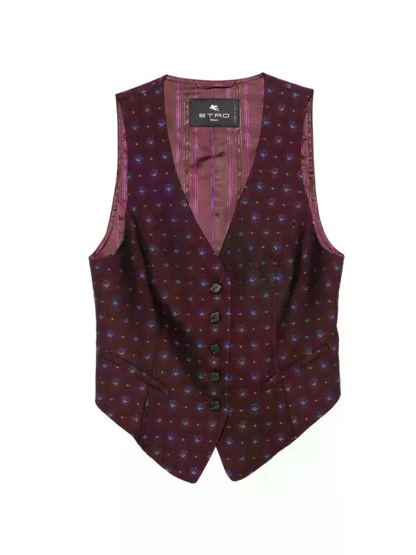 Etro Geometric-pattern V-neck Waistcoat - Brown