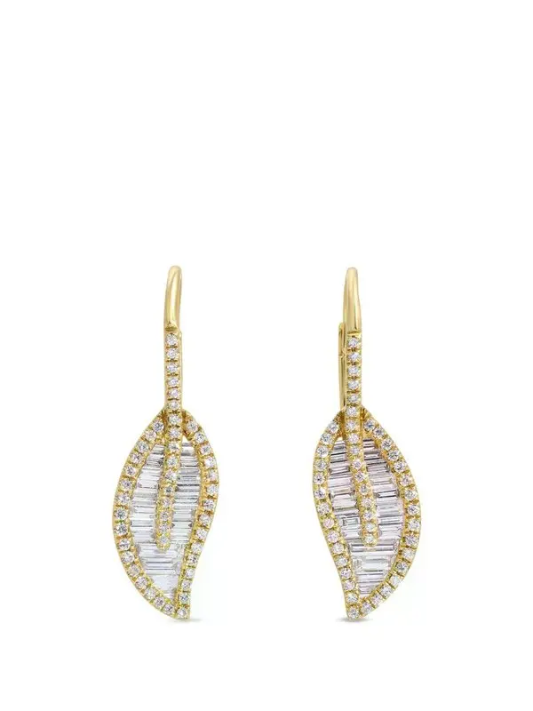 ANITA KO 18k Yellow Leaf Diamond Drop Earrings