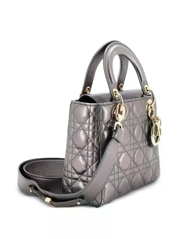 Dior Lady Bag Cannage Quilt Leather Shoulder Bag - Metallic