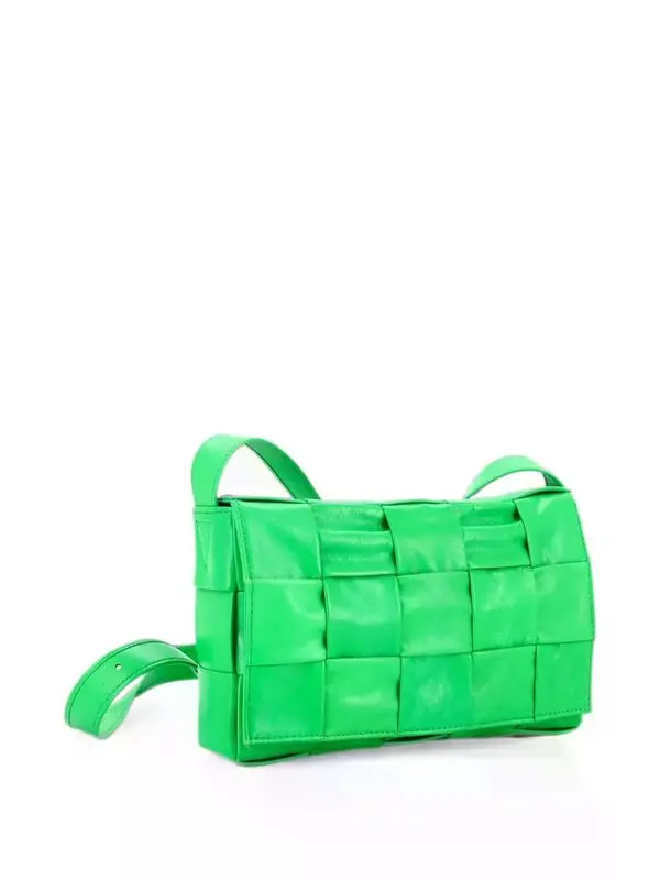 Bottega Veneta Cassette Maxi Intrecciato Leather Crossbody Bag - Green