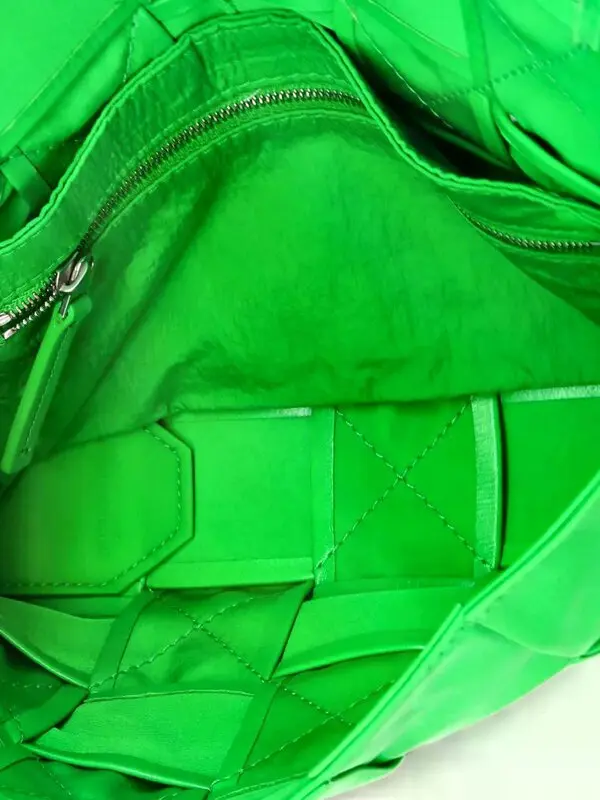Bottega Veneta Cassette Maxi Intrecciato Leather Crossbody Bag - Green
