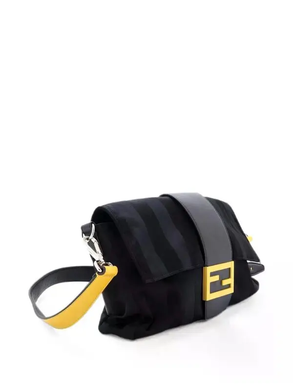 Fendi Striped Nylon Large Baguette Convertible Shoulder Bag