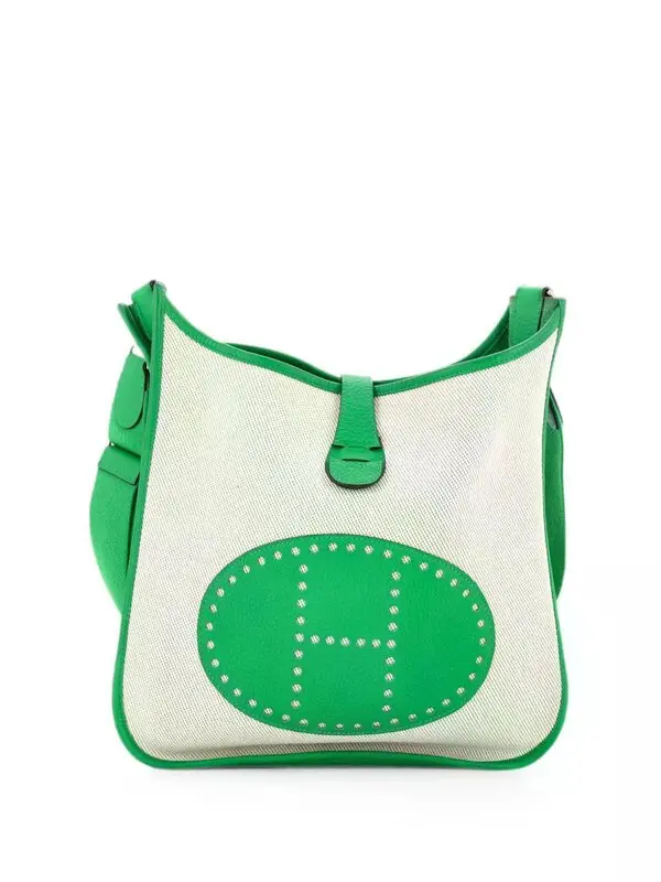 Hermès Evelyne Bag Gen Iii Toile And Leather Gm - Green