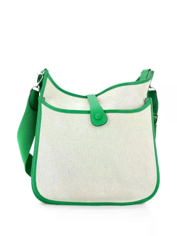 Hermès Evelyne Bag Gen Iii Toile And Leather Gm - Green