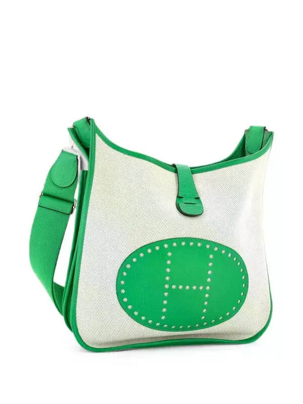 Hermès Evelyne Bag Gen Iii Toile And Leather Gm - Green