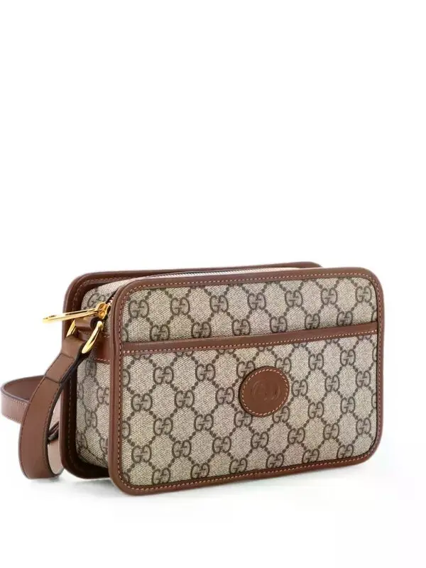 Gucci Interlocking G Patch Camera Bag Gg Coated Canvas Mini Crossbody Bag - Brown