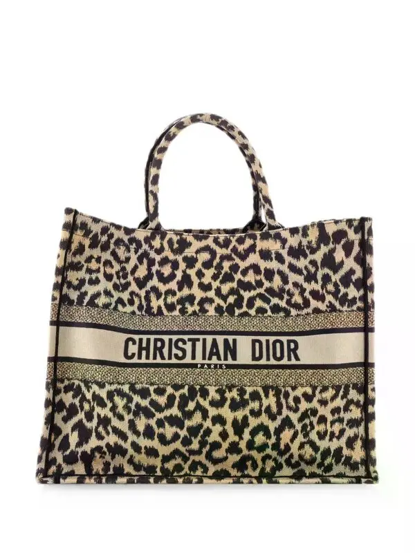 Dior Book Mizza Embroidered Canvas Large Tote Bag - Brown