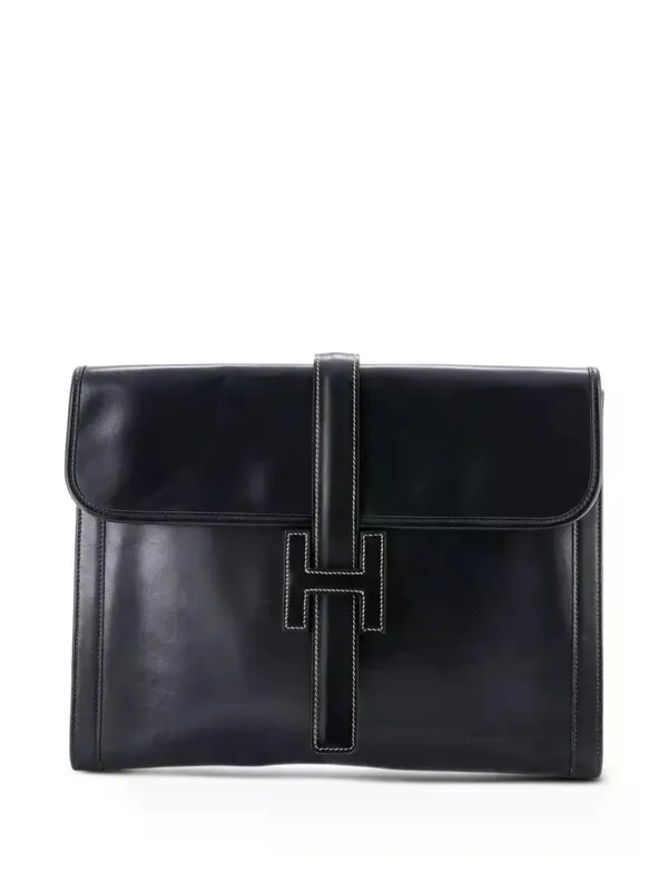 Hermès Jige Box Calf Gm Clutch Bag - Blue