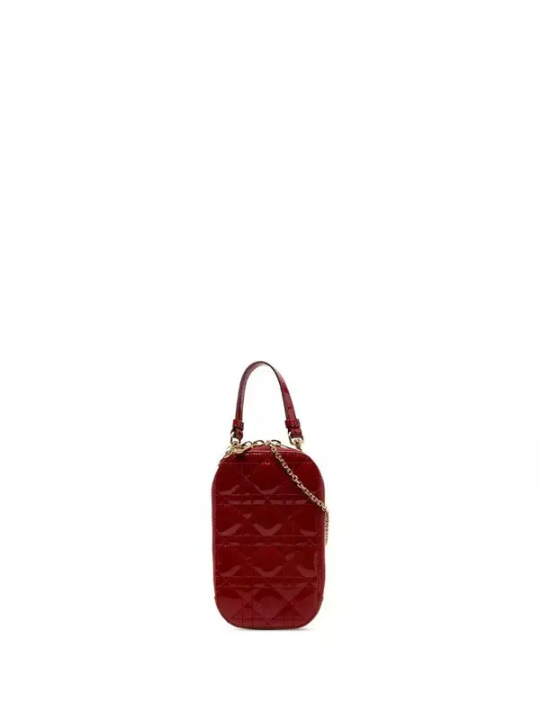 Dior Patent Cannage Lady Phone Holder Satchel - Red