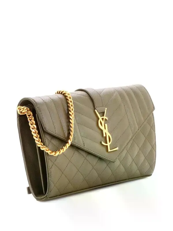 Saint Laurent Classic Monogram Chain Wallet Mixed Matelasse Leather Medium Crossbody Bag