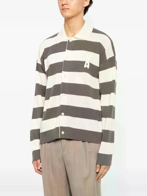 AMI Paris De Coeur Cardigan With Horizontal Stripes