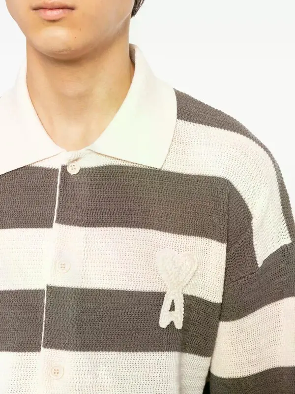 AMI Paris De Coeur Cardigan With Horizontal Stripes