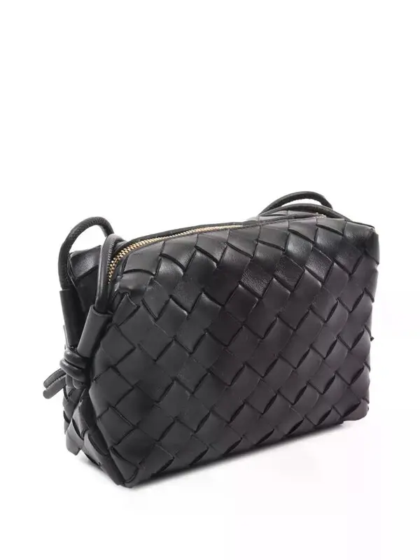 Bottega Veneta Mini Lambskin Intrecciato Loop Camera Bag - Black