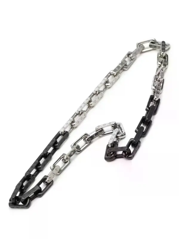 LOUIS VUITTON 2022 Stainless Steel Monogram Chain Necklace Costume Necklace - Black