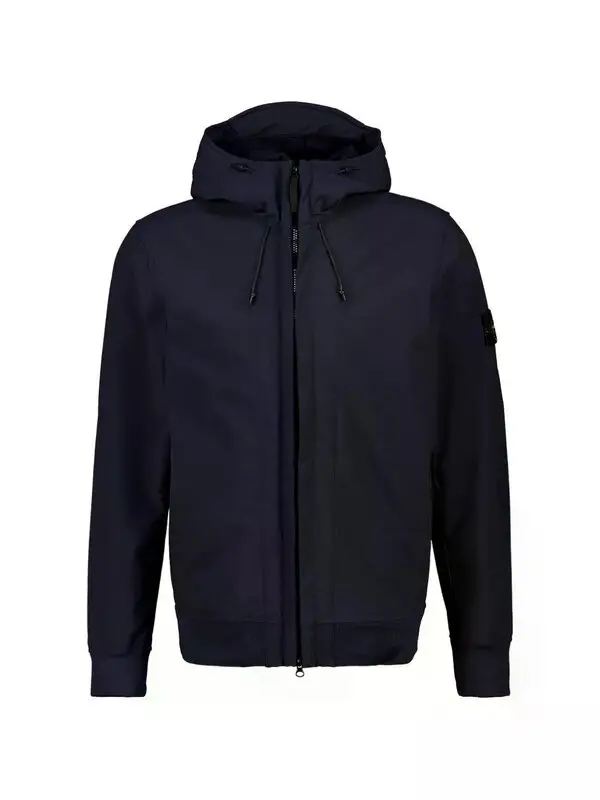 Stone Island Hooded Logo-patch Jacket - Blue