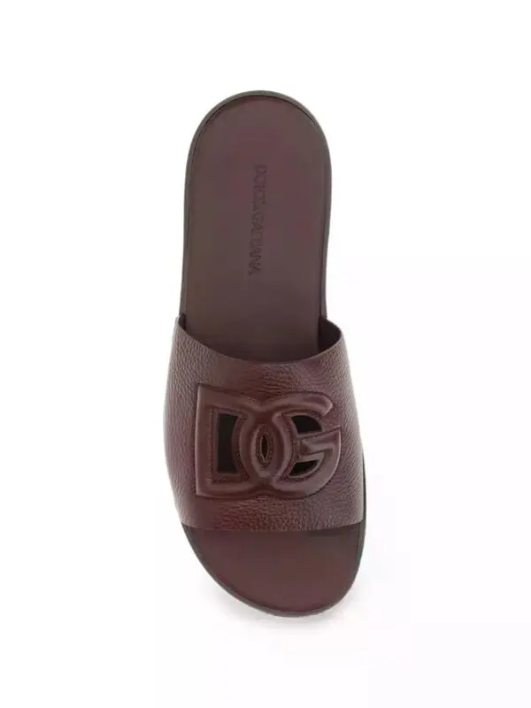 Dolce & Gabbana Dg Logo Leather Slides