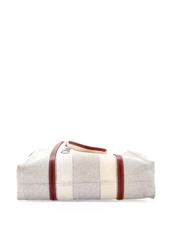 Chloé Woody Large Canvas & Leather Tote Bag - Neutrals