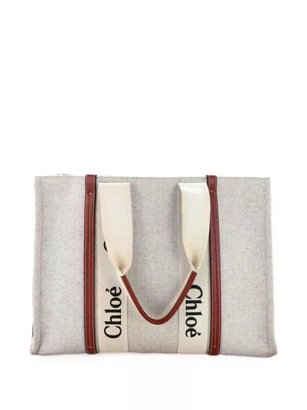 Chloé Woody Large Canvas & Leather Tote Bag - Neutrals
