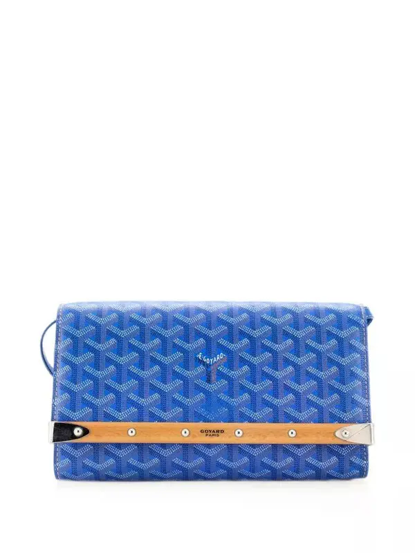 Goyard Monte Carlo Clutch With Strap Coated Canvas Crossbody Bag - Blue