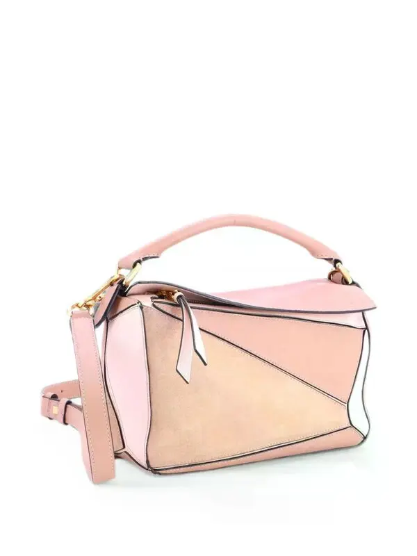 Loewe Puzzle Bag Leather And Suede Satchel - Neutrals