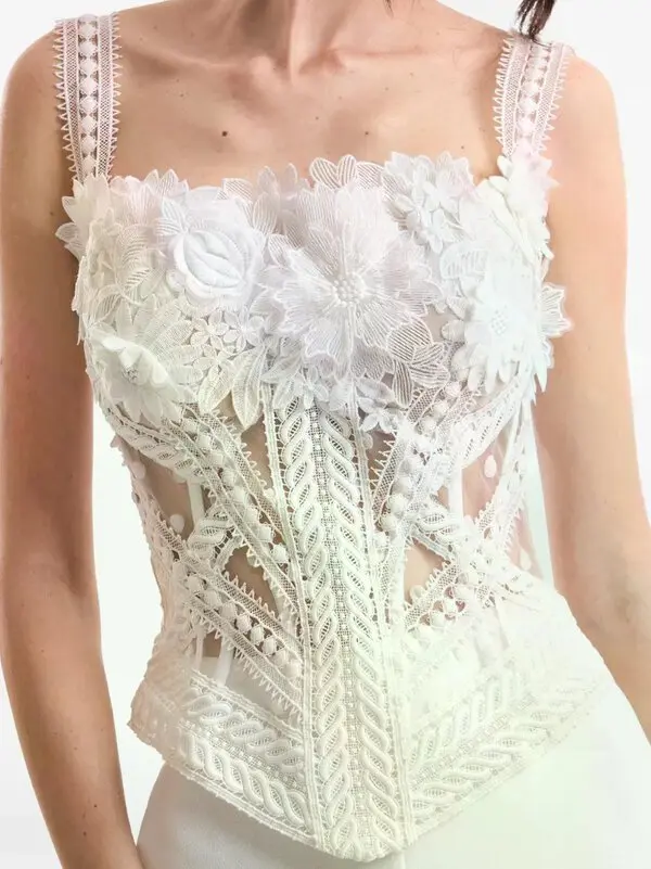 GEMY MAALOUF Floral Applique Lace Corset Top