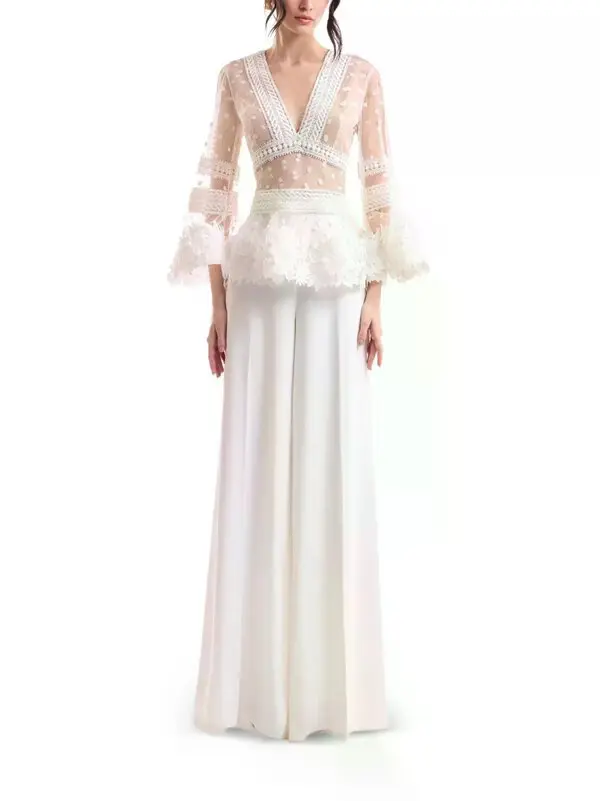 GEMY MAALOUF Floral-embroidered Tulle Blouse