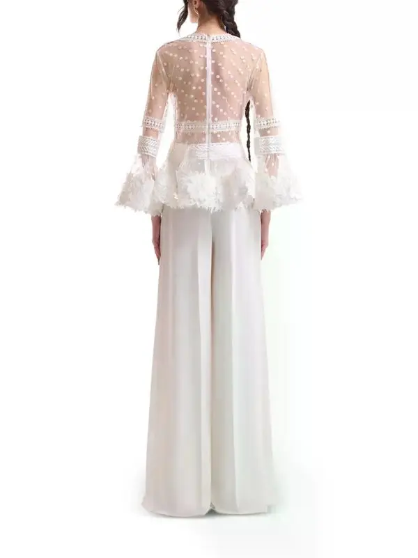 GEMY MAALOUF Floral-embroidered Tulle Blouse
