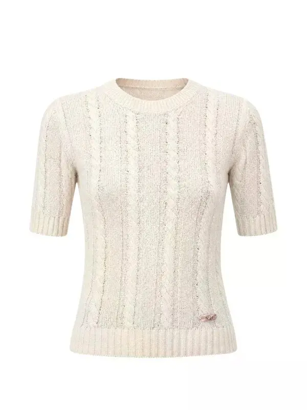 N°21 Cable-knit Short-sleeve Sweater