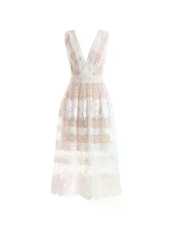 GEMY MAALOUF Floral-lace Tulle Dress - White