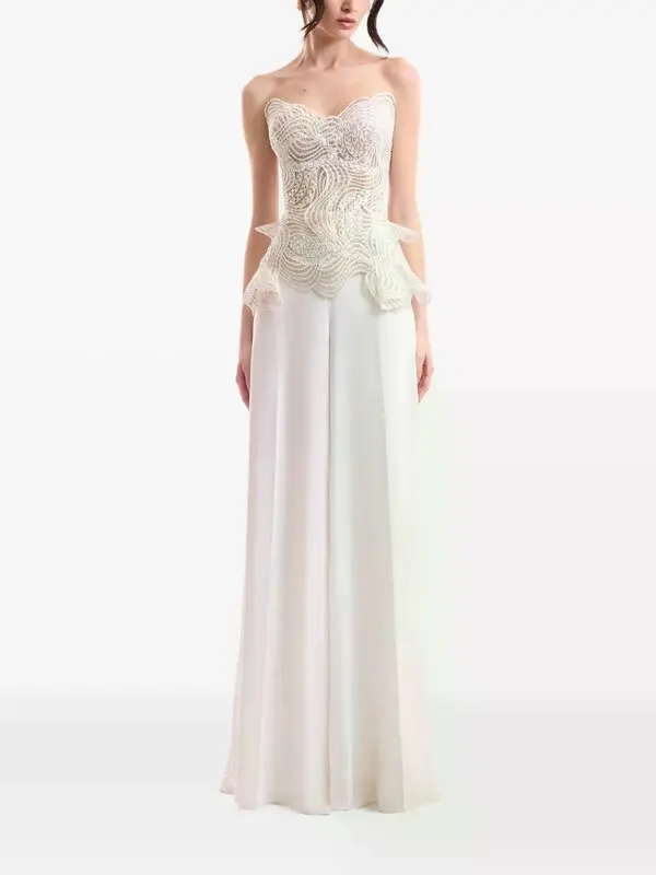 GEMY MAALOUF Guipure-lace Peplum Corset Top