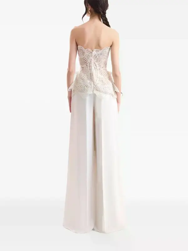 GEMY MAALOUF Guipure-lace Peplum Corset Top