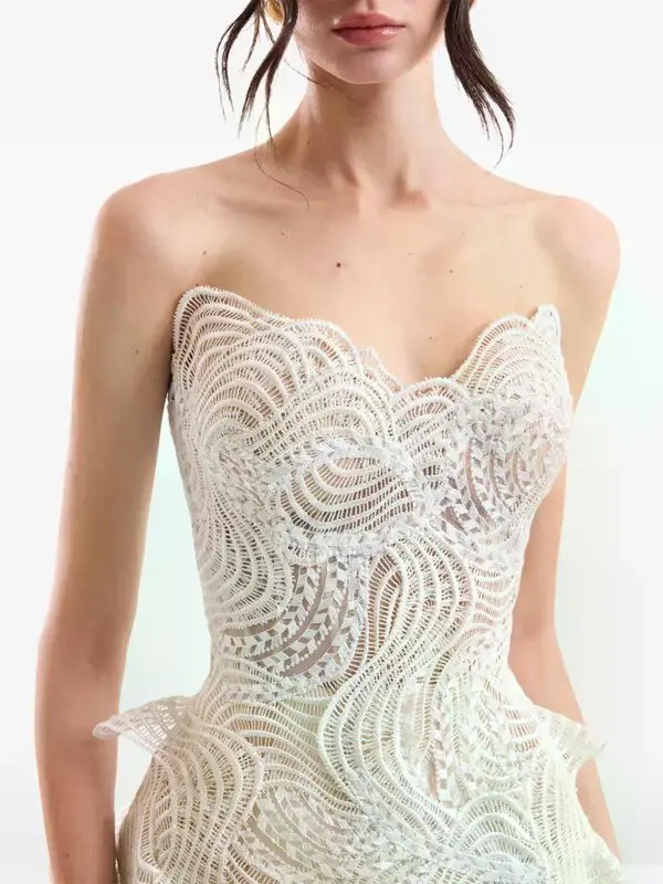 GEMY MAALOUF Guipure-lace Peplum Corset Top