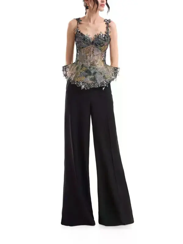GEMY MAALOUF Embroidered Peplum Corset - Black