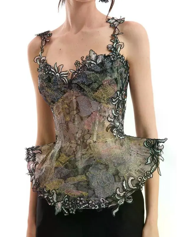 GEMY MAALOUF Embroidered Peplum Corset