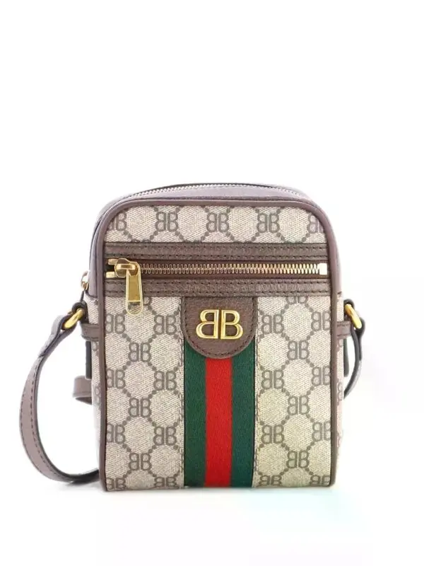 Balenciaga X Gucci The Hacker Project Zip Messenger Bag Bb Coated Canvas Mini Crossbody Bag