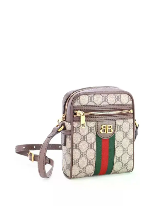 Balenciaga X Gucci The Hacker Project Zip Messenger Bag Bb Coated Canvas Mini Crossbody Bag
